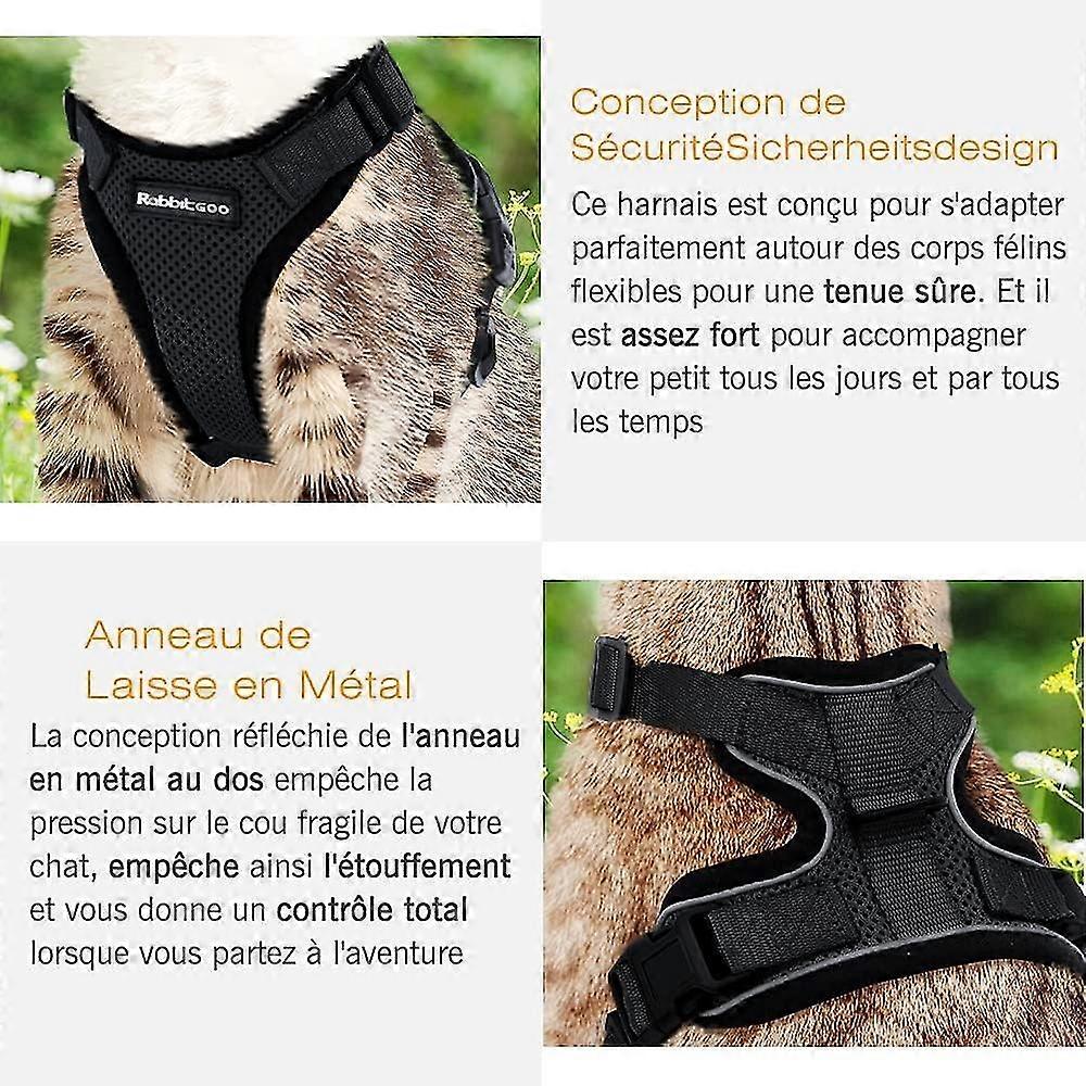 Rabbitgoo Cat Harness Small Dog Leash Adjustable Kitten Harness Black Xs Collar Reflective Cat ...