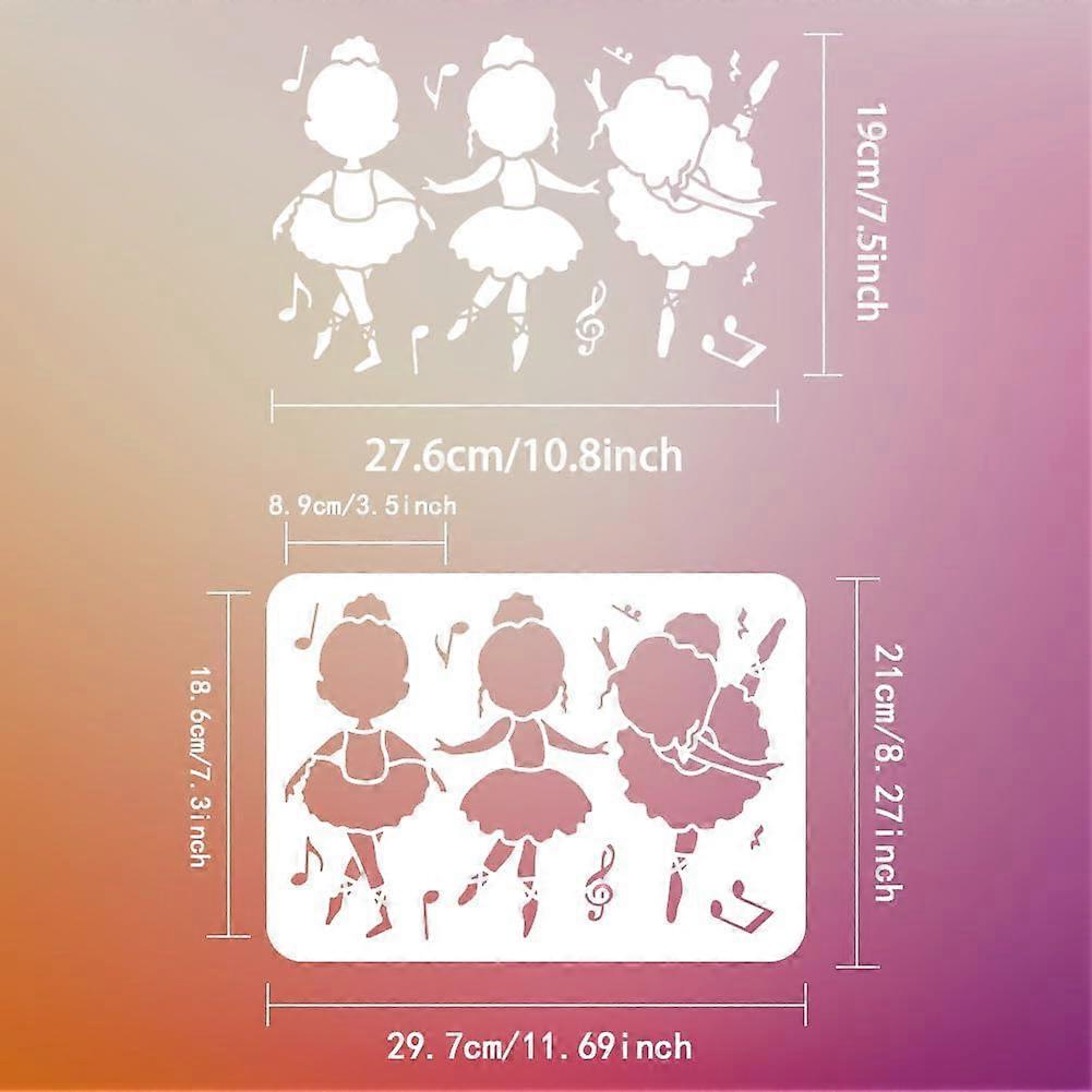 Ballet Dancer Stencil for Painting 8.3x11.7 inch Reusable Little Girl ...