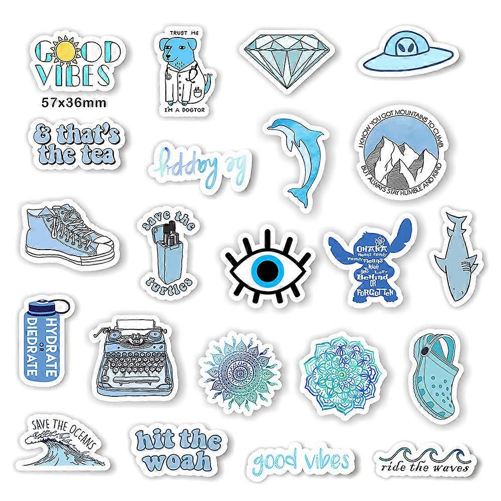 50 Blue Sticker Pack, Cute Blue Stickers Waterproof Vinyl Stickers, Boy ...