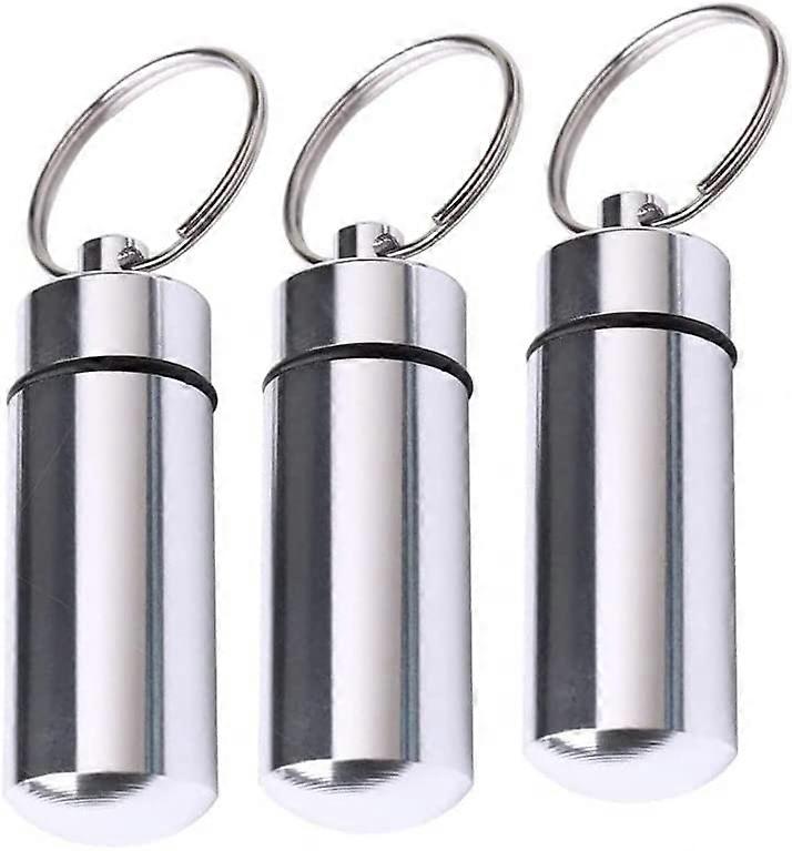 Small Pill Container,3 pcs Aluminum Mini Pill Box with Key Ring ...