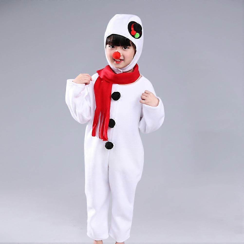 Kids Christmas Snowman Performance Suit Jumpsuit With Scarf Red Nose ...