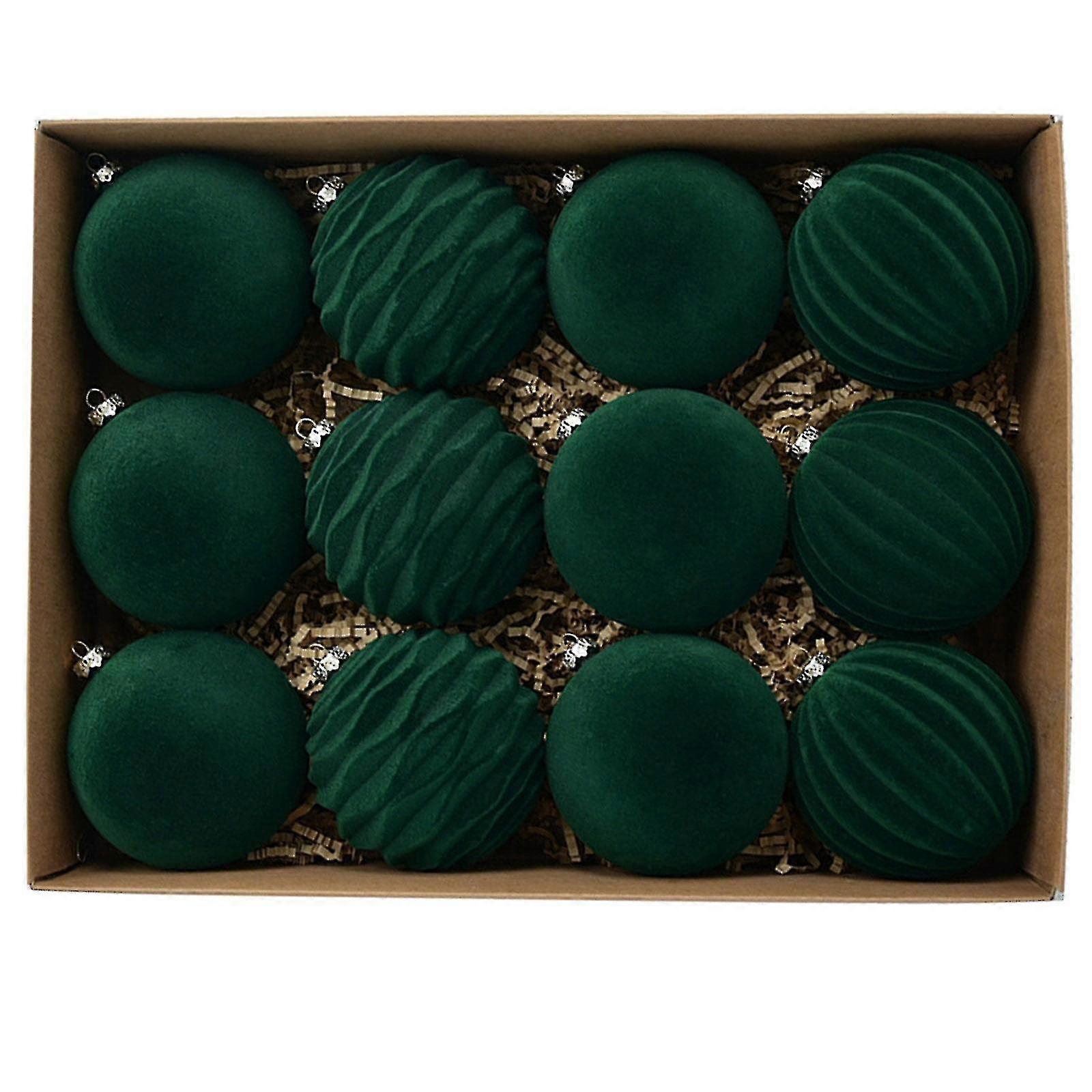 Flocked Christmas Ball Ornaments 8cm Flocking Dark Velvet Ball ...