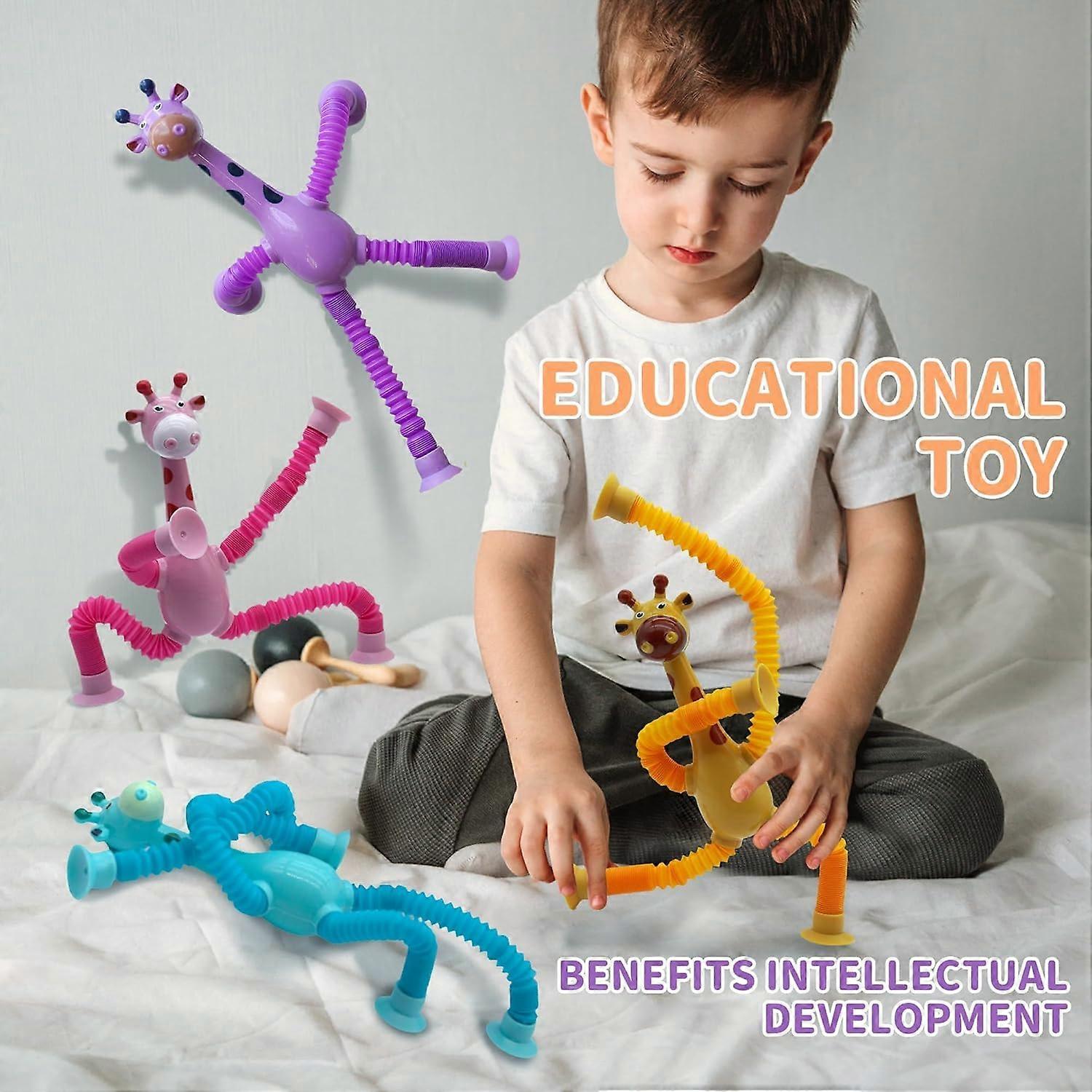 4pcs Telescopic Suction Cup Giraffe Toys, Educational Stress Relief ...