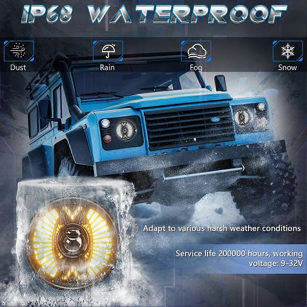 7 Inch LED Headlight Round LED Pods Light Bar High/Low Beam DRL H4 Work ...