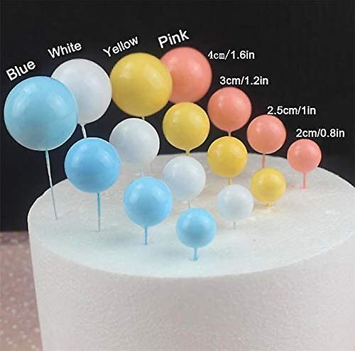 Colorful Ball Shaped Cake Insert Topper 16PCS, Pearl Ball Cake Cupcake ...