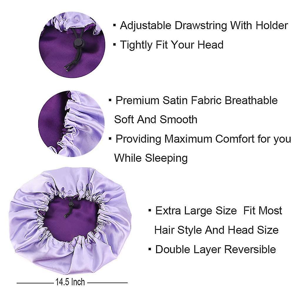 Satin Cap Sleeping Cap - Oversized Double Layer Double Sided Adjustable ...