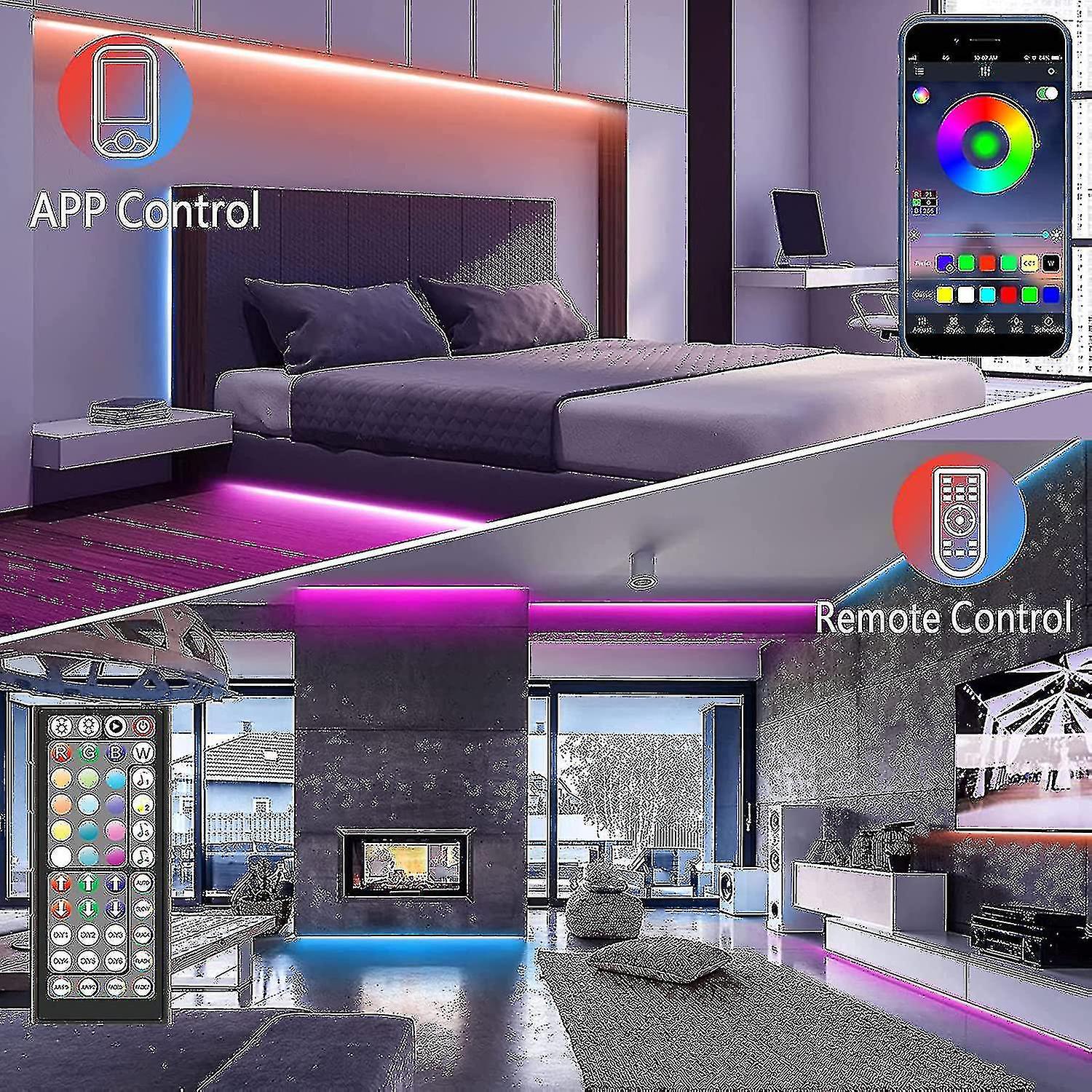20m Led Lights Bluetooth Rgb Lights Led Tape Lights With 44-keys Remote ...