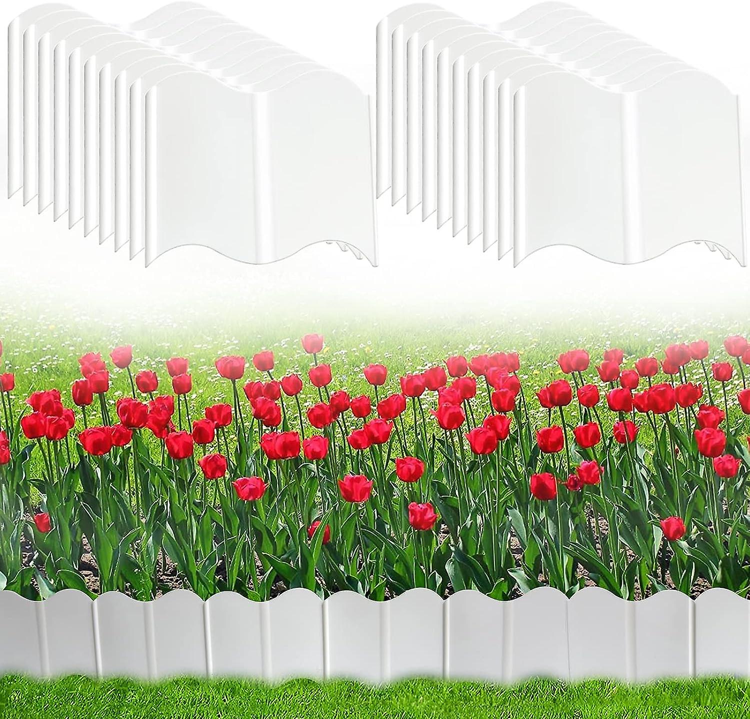 Plastic Lawn Edging, 40pcs Flexible Interlocking Garden Edging ...