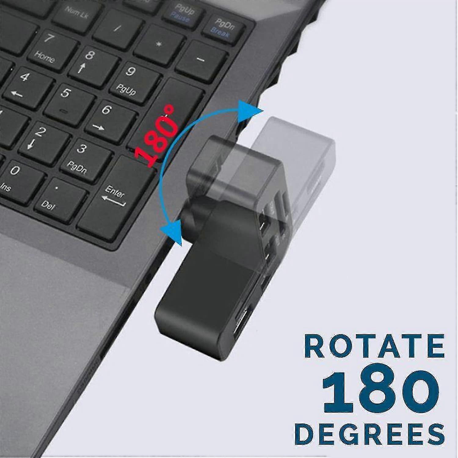 Portable 180 Degrees Rotating Usb Hub, Laptop High -speed External 2 ...