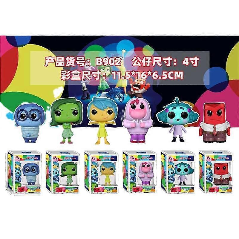 6pcs Pop Inside Out 2 Action Figures Disney Anime Sadness Anger Model ...