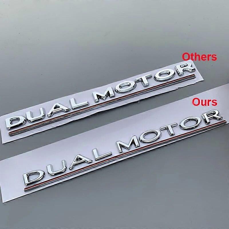 DUAL MOTOR Underlined Letters Emblem for Tesla Model 3 Car Styling ...