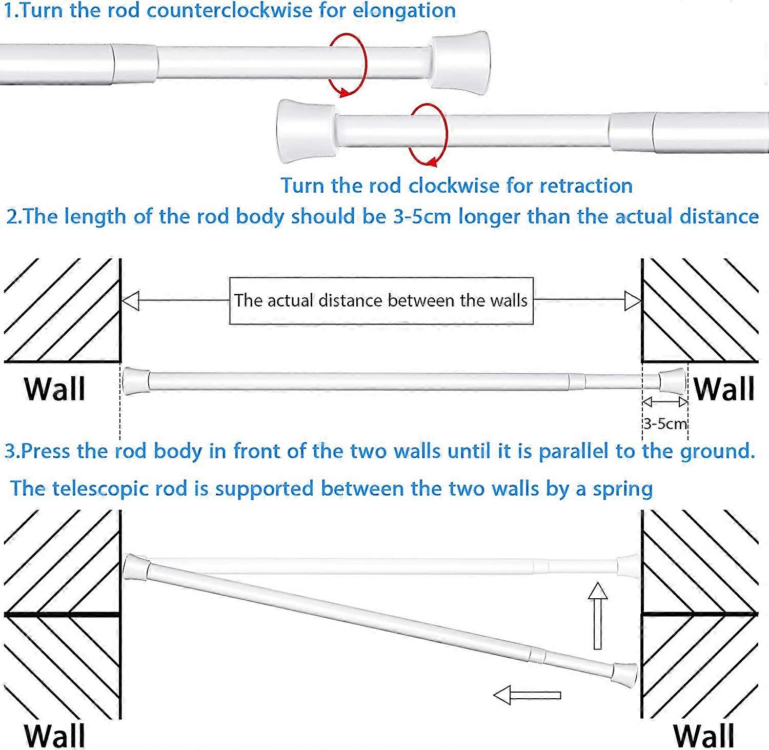Adjustable Tension Rod Retractable Spring Curtain Rod with Self ...