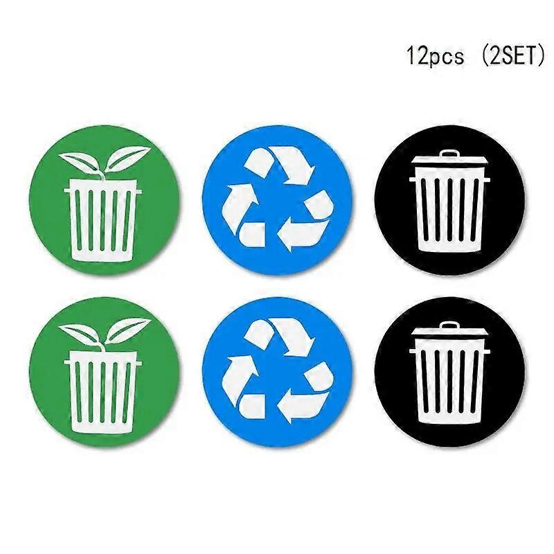 12pcs Diameter 10CM PVC Recycle Trash Bin Sticker Vinyl Stickers Decals ...