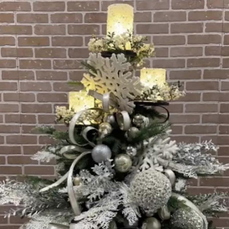 Black Triple Tree Topper,Triple Tree Topper Candle Holder for Christmas ...