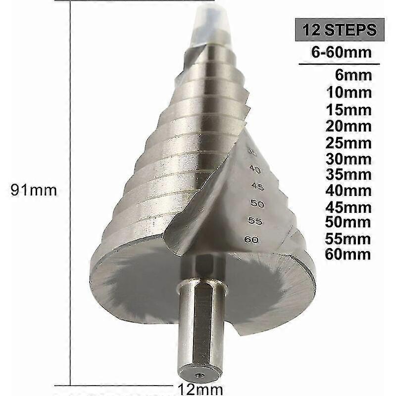 HSS Step Drill Bit Spiral Taper Countersink for 6-60mm Chisel Drilling ...