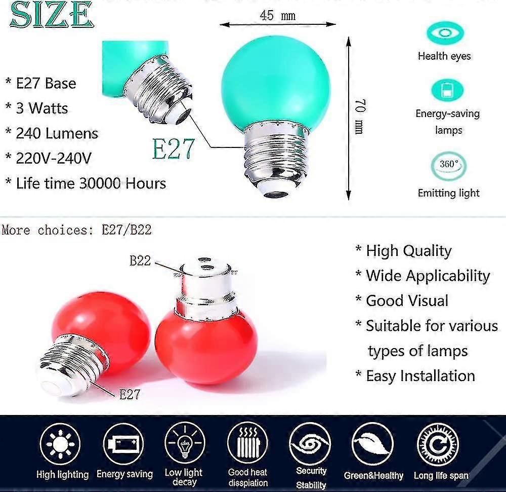 Pack Of 40 Colored Led Bulbs E27 3w=30w Ac220v-240v Decoration Lamp ...