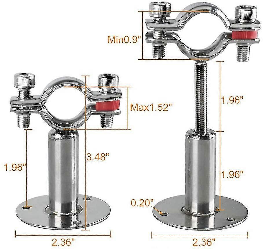 Stainless Steel Wall Mount Ceiling Mount Pipe Supports, 2pcs Adjustable ...