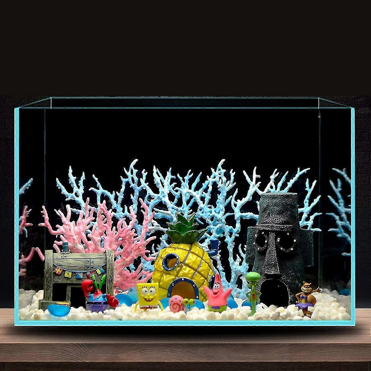 Spongebob Aquarium Decoration Betta Small Fish Tank Ornament, Set Of 3 ...