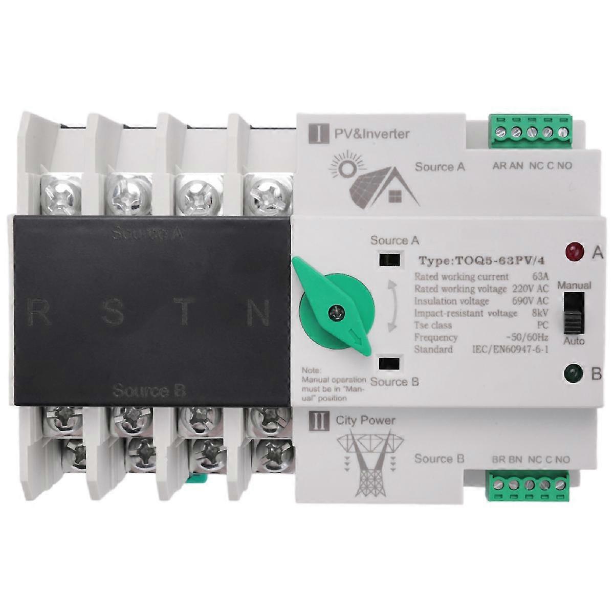 Rail 4P Automatic Transfer Switch Electrical Selector Switches ...