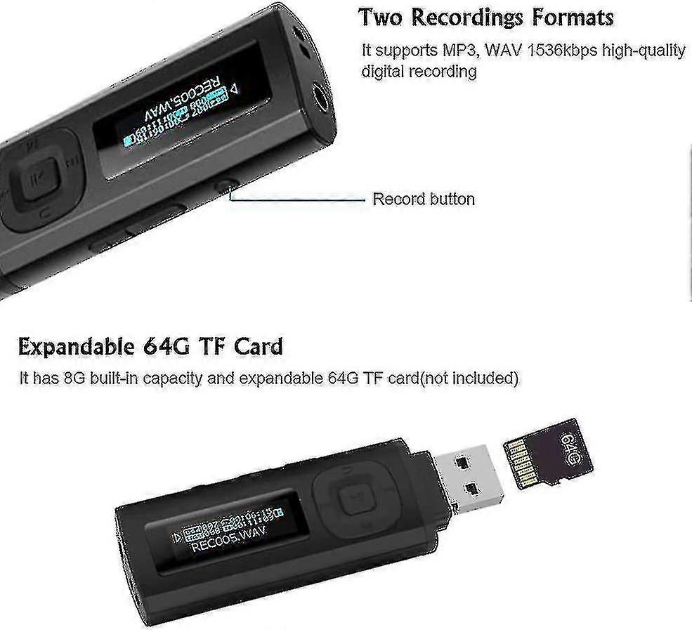 WJTG Usb Mp3 Player Bluetooth 4.0 8gb Music Player With Editing ...