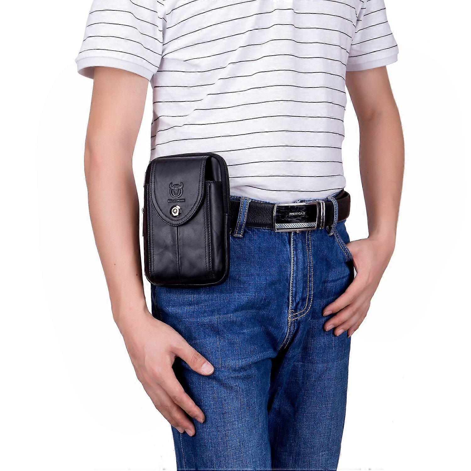 BULLCAPTAIN Genuine Cowhide Leather Phone Pouch for 5.0-5.5" Cell ...