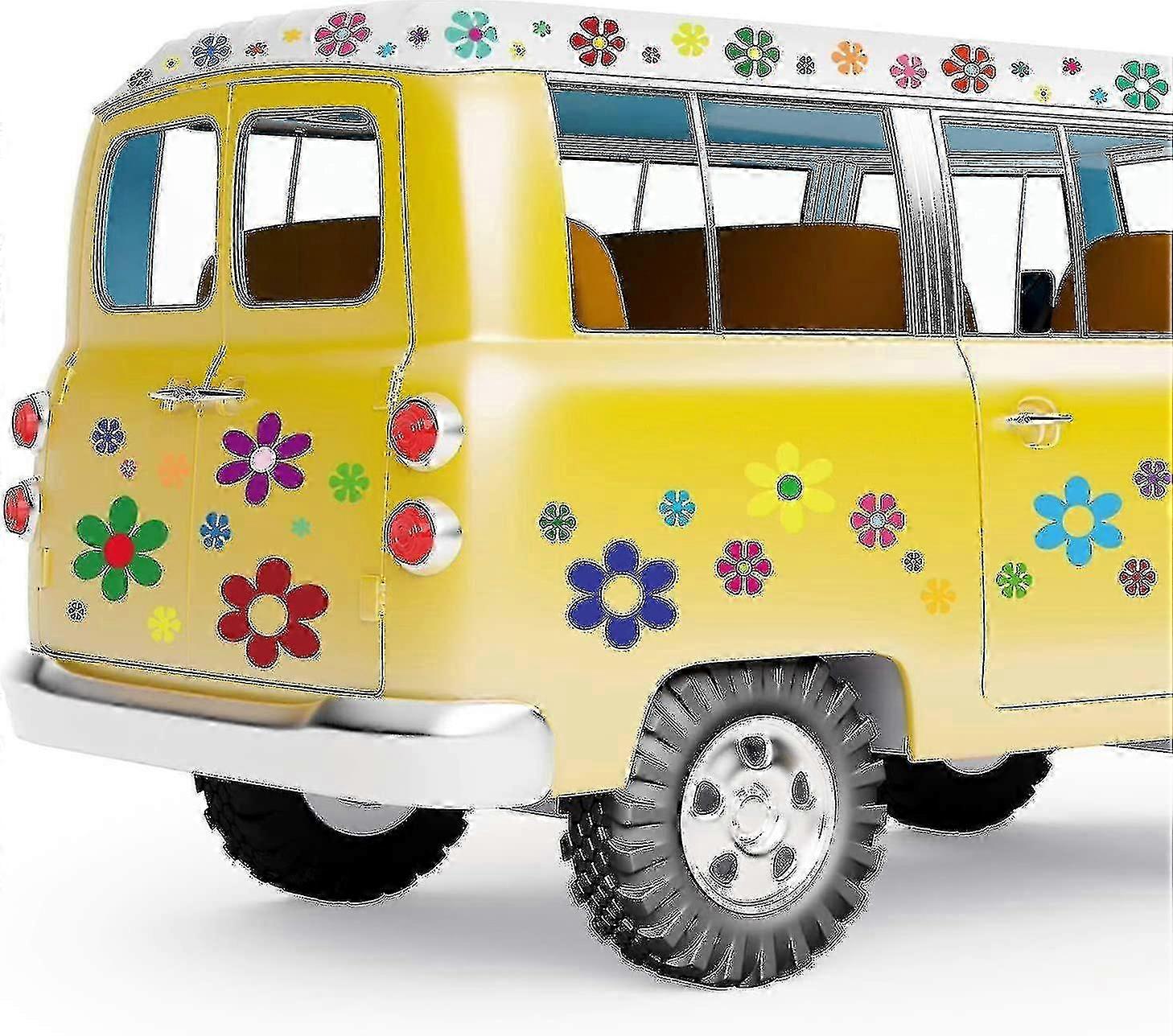 60 Pieces Car Flowers Stickers 60's Hippie Theme Party Stickers ...