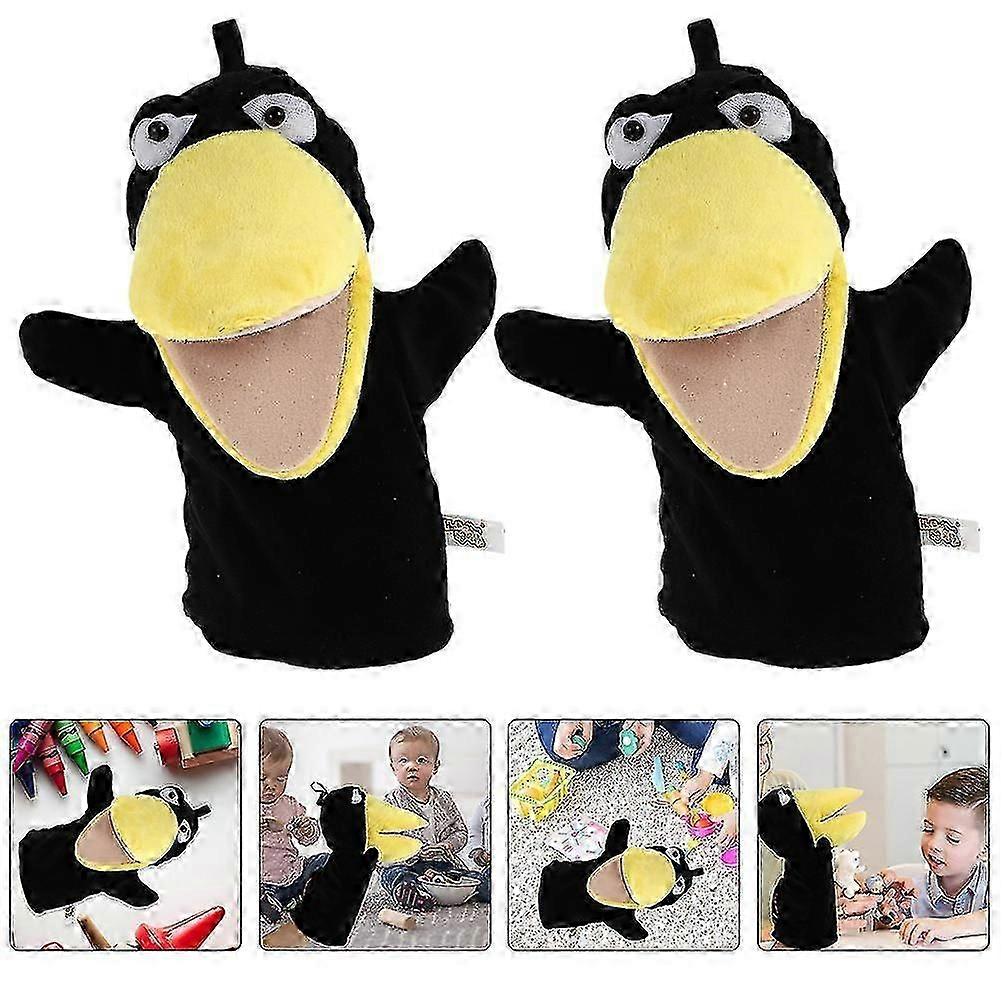 2pcs Crow Hand Puppets Kids Funny Animal Puppet Toys Story Telling Hand ...