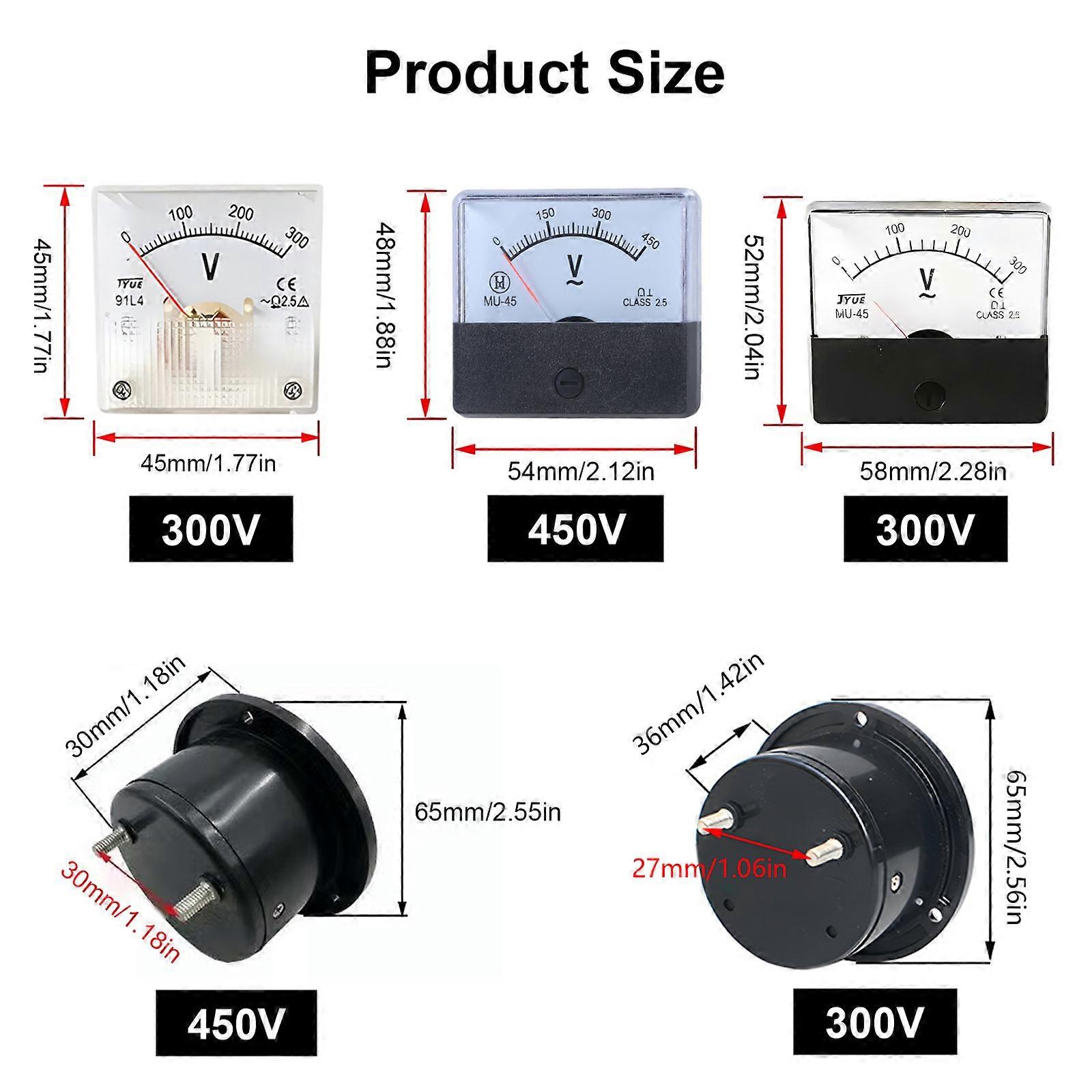 Analogue Panel Meter Volts Voltage Gauge Analog Voltmeter AC0-300Volt AC0-450V Voltage Guage for ...