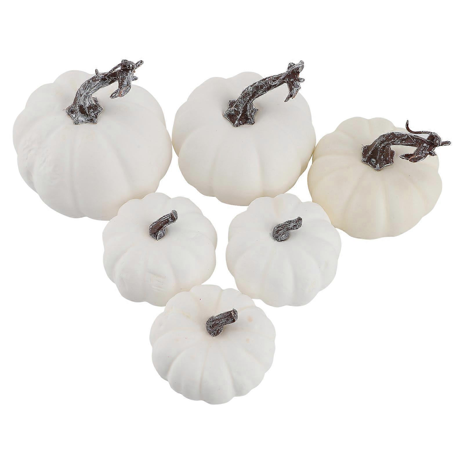 6 Pieces Artificial White Pumpkins, Various Sizes Imitation Country ...