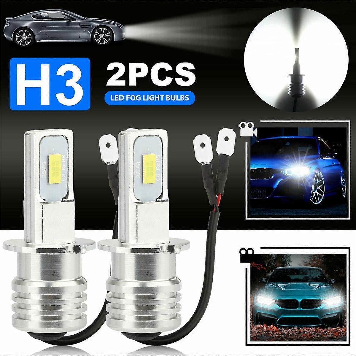 2X H3 Super Bright LED Headlight Fog Light Driving Lamp Bulb Kit 6000K ...