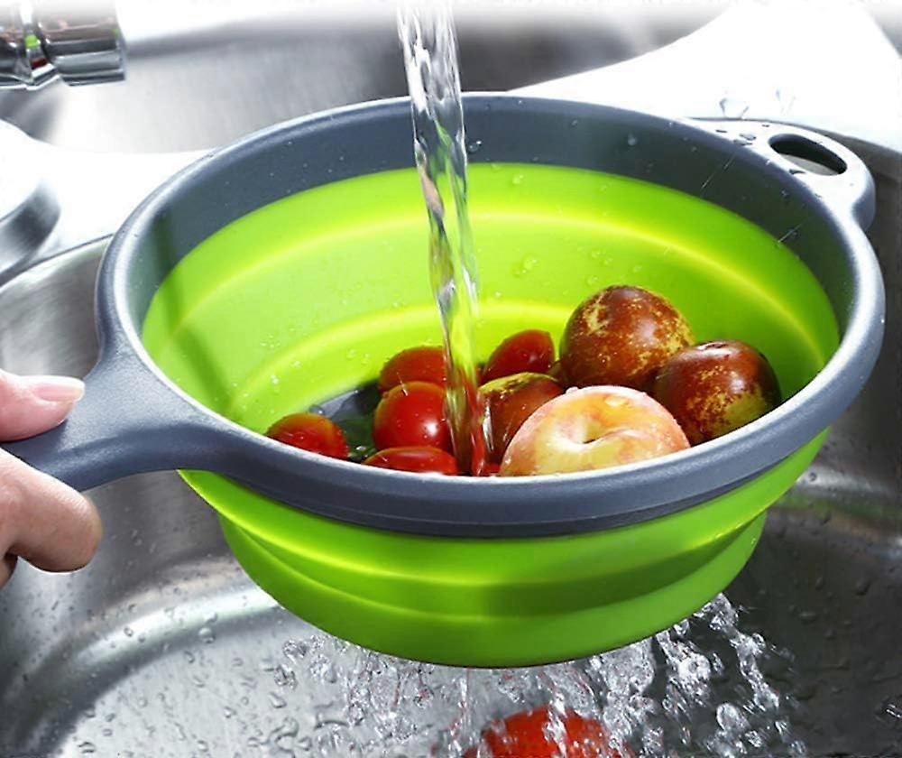 Collapsible Silicone Colander with Handle Food Strainer Basket, BPA ...