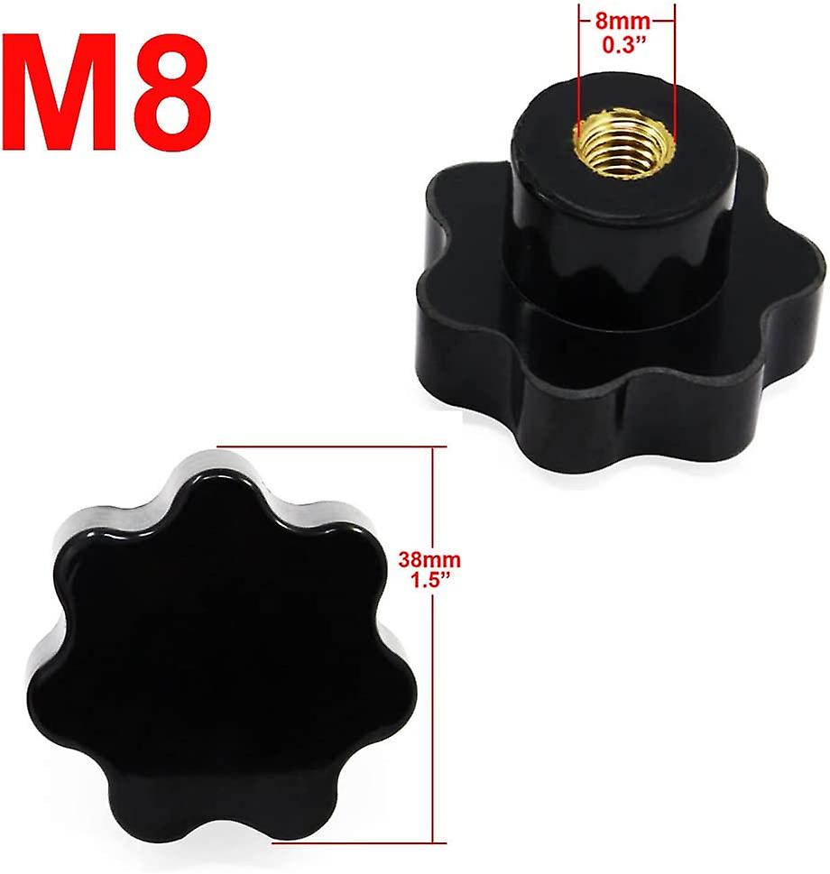 14 Pieces M8 Knurled Thread Clamp Knob, Star Handle, Star Shaped Hand Knobs Black Plastic Clamp ...