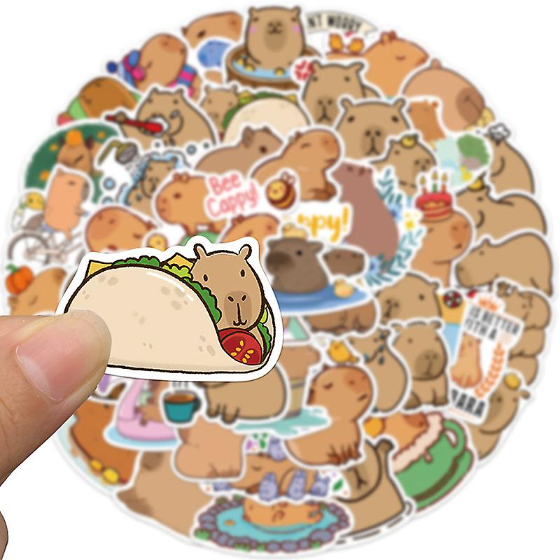 50Pcs Cute Capybara Sticker Set for Laptop, Guitar, Scrapbook and ...