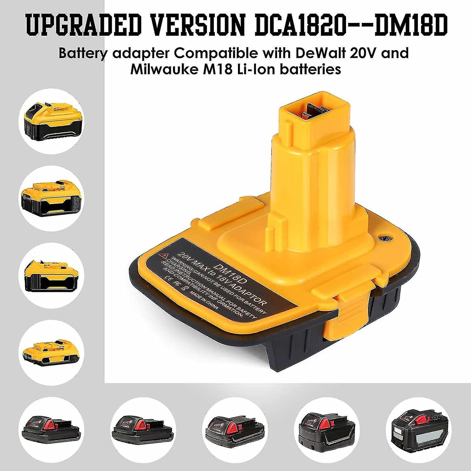 Dm18d Dca1820 Battery Adapter With Usb For Dewalt 20v/18v For Milwaukee ...