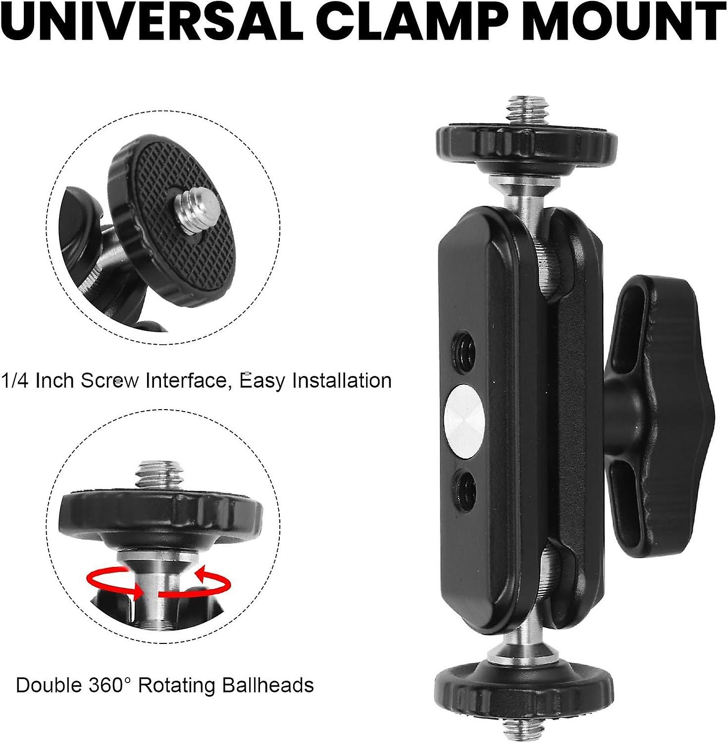 Double Ballhead Clamp, Lightweight and Versatile, 360 Degree Rotation ...