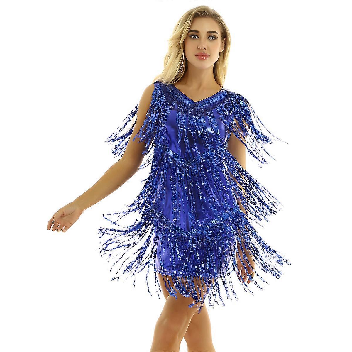 Sequin Tassels Latin Dress Women Sparkling Sequin Tassels Fringe ...