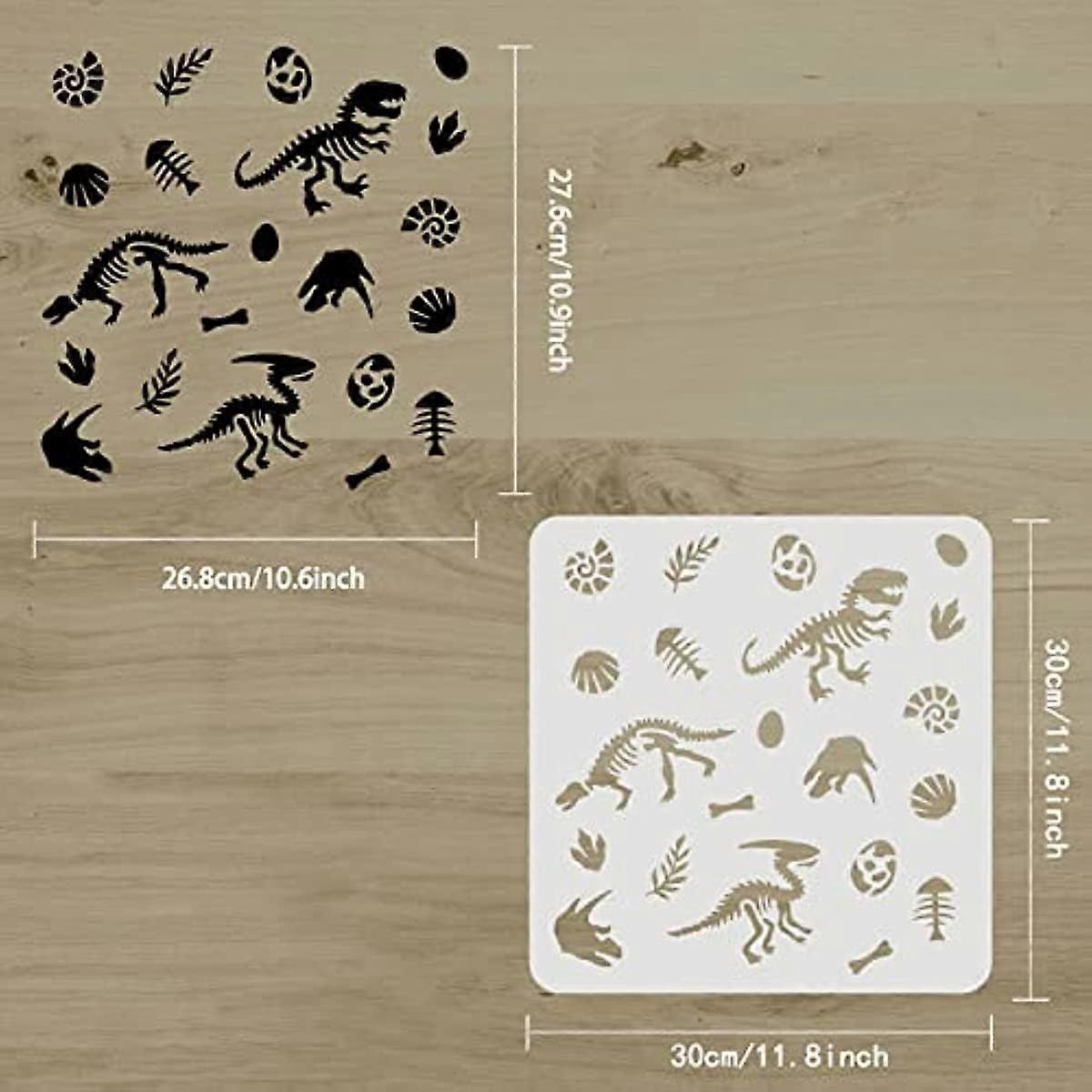 Dinosaur Skeleton Stencil for Painting 11.8x11.8inch Reusable Dinosaur ...
