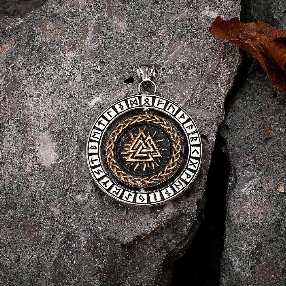 Viking Rotation Compass Necklaces Norse Double-sided Triangle Stainless ...