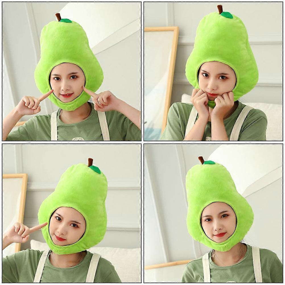 1Pc Pear Shaped Headgear Hat Creative Fruit Headwear Funny Plush Doll ...
