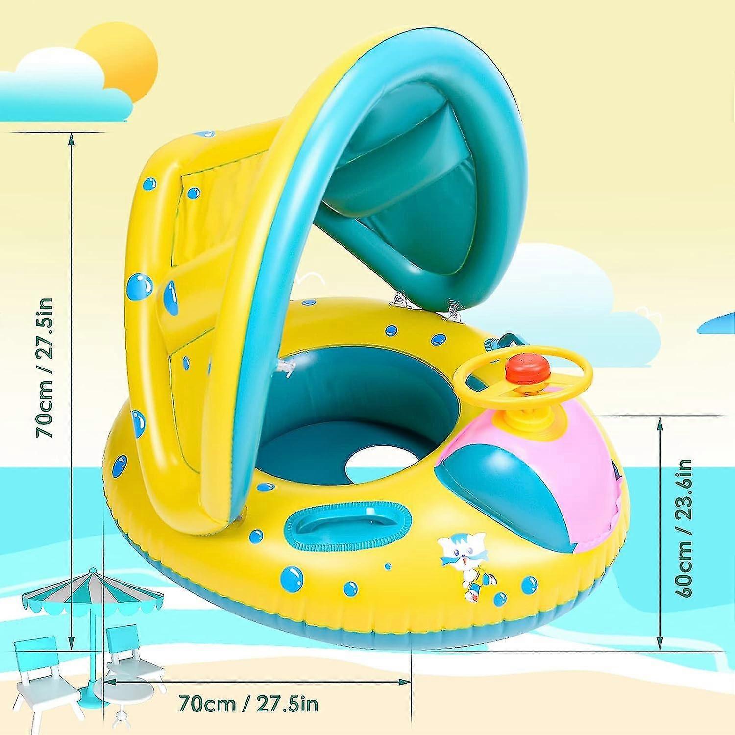 Baby Pool Buoy, Swim Seat Float, Swimtrainer Baby Floats With Sun Shade ...