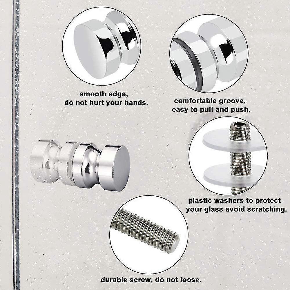 2 Pairs Stainless Steel Sliding Shower Door Knobs Glass Shower Door ...