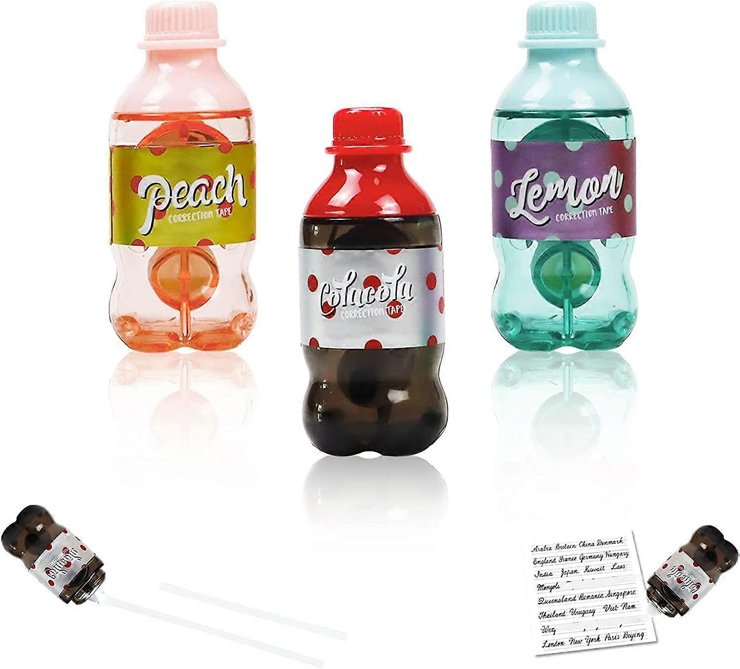 3 Pack Cute Correction Tape Adroable Lemon Peach Soda Water Cola Drink ...