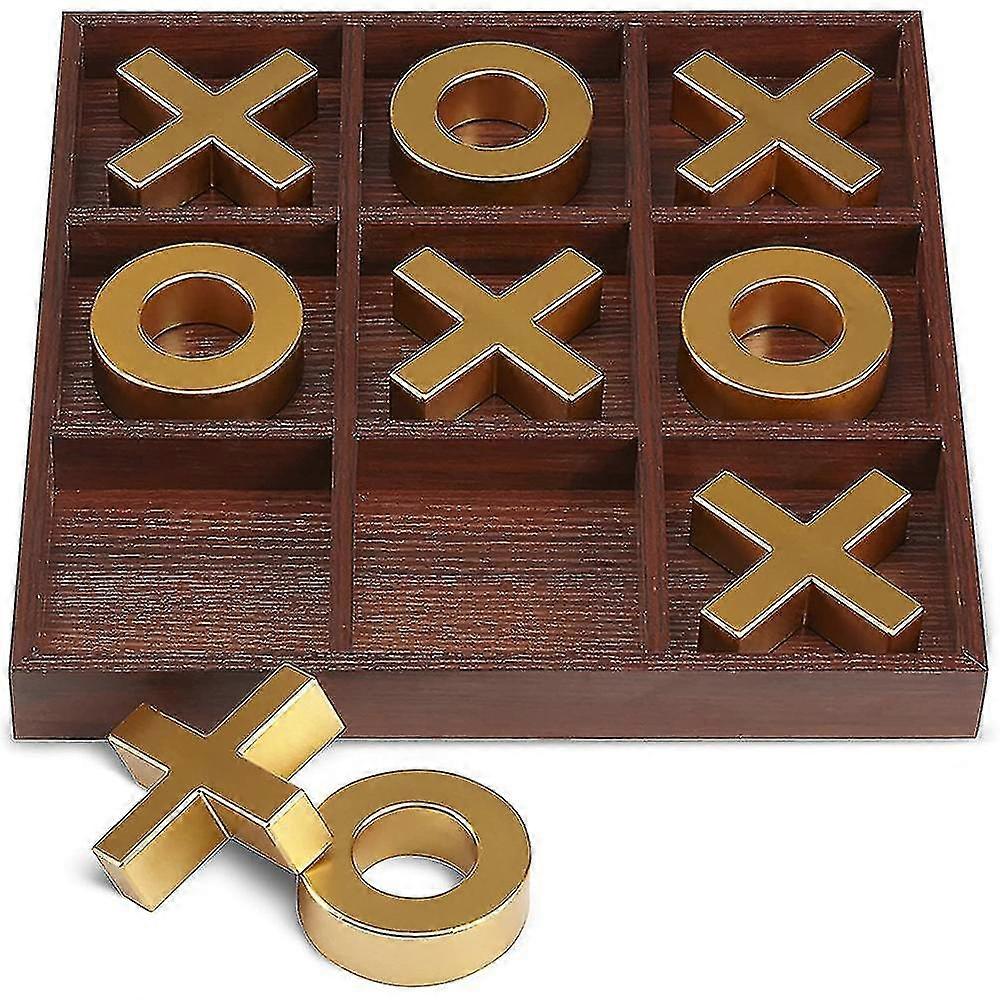 10 Piece Premium Solid Wood Tic-tac-toe Board Game Giant Gold 14inch ...