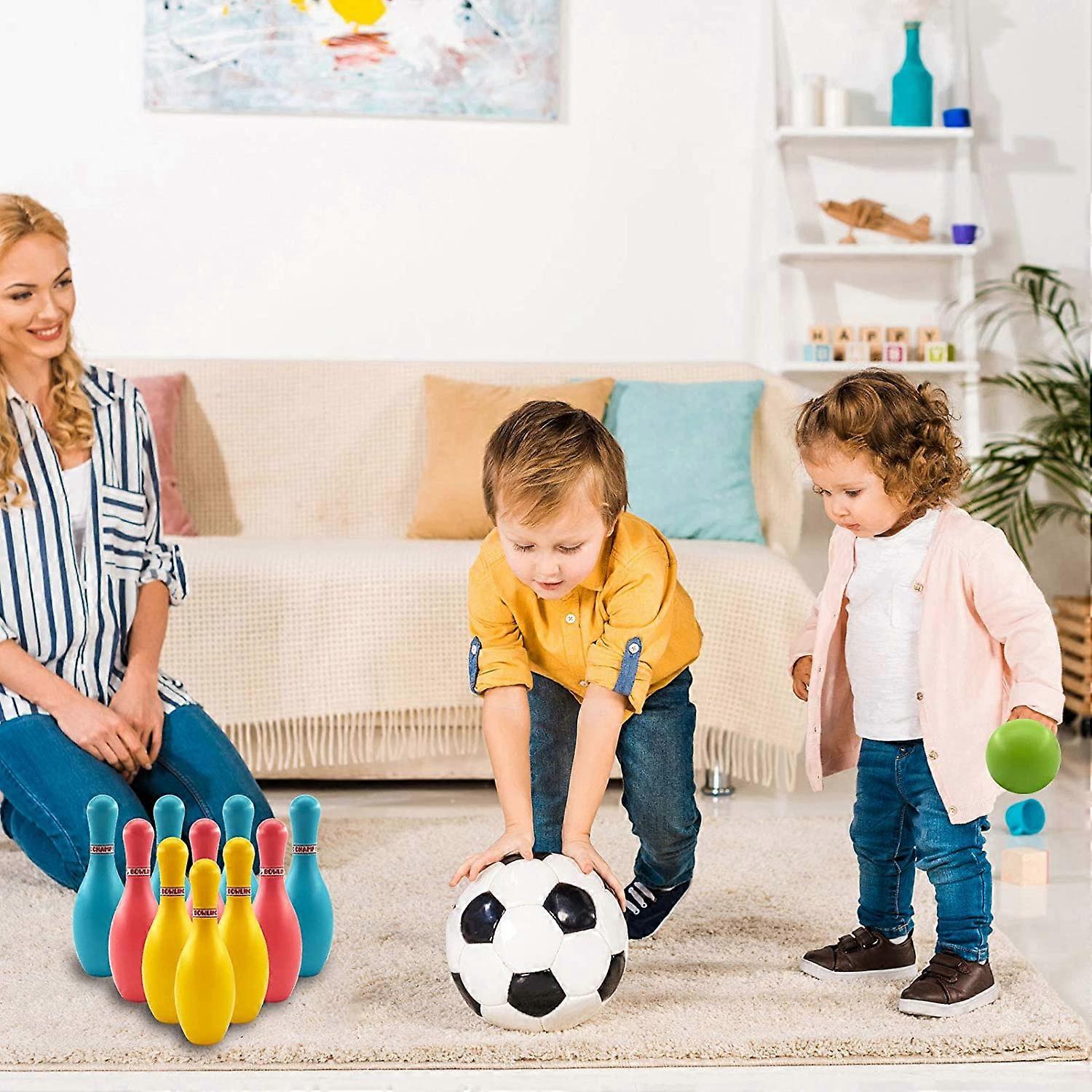 Kids Bowling Sets 10 Soft PU Pins + 2 Balls Skittles Game For Kids ...