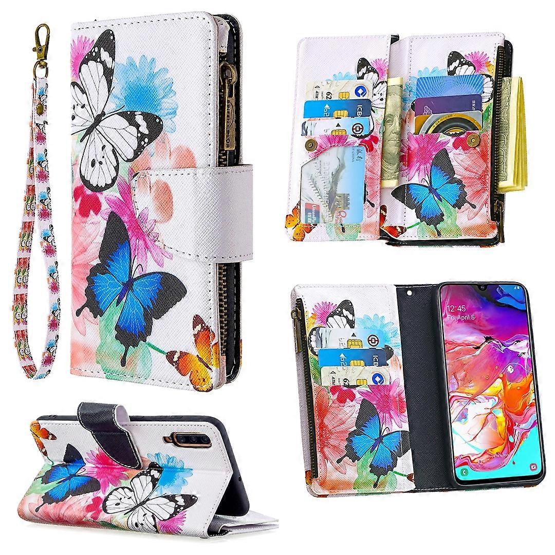 For Samsung Galaxy A70 Colored Drawing Pattern Zipper Horizontal Flip ...