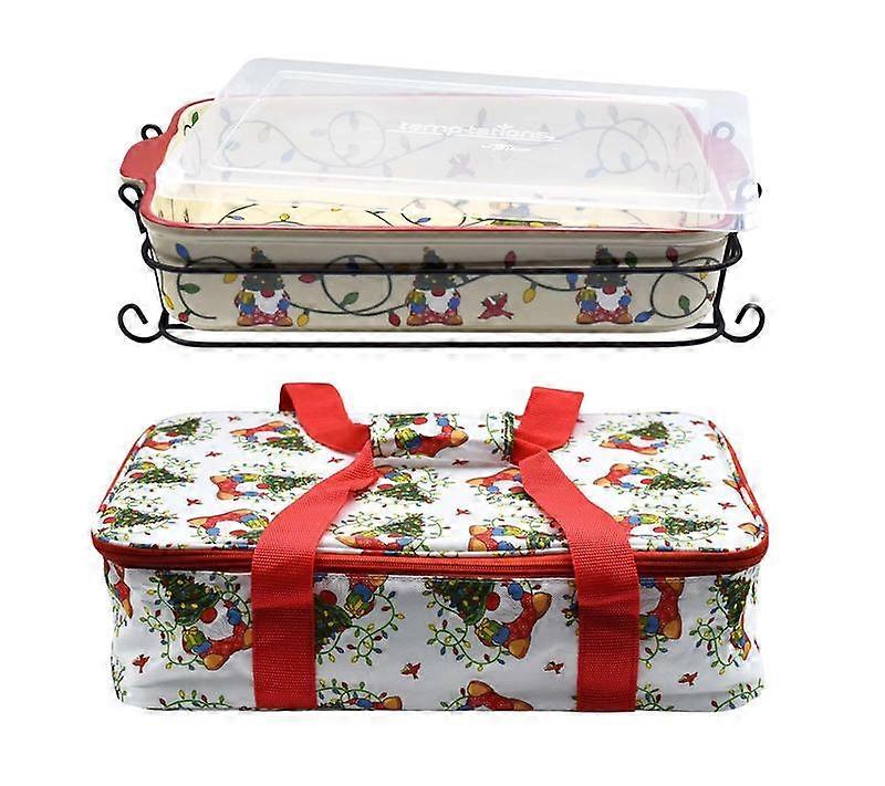 Temp-tations 13x9 Baker w/ Tote Bag, Wire Rack & Snap-on Storage Cover ...