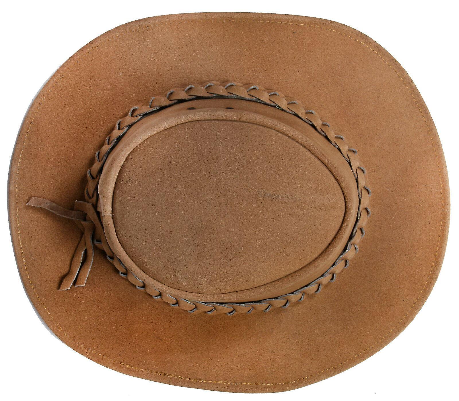 Australian Tan Cowboy Suede Leather Aussie Bush Hat | Fruugo UK