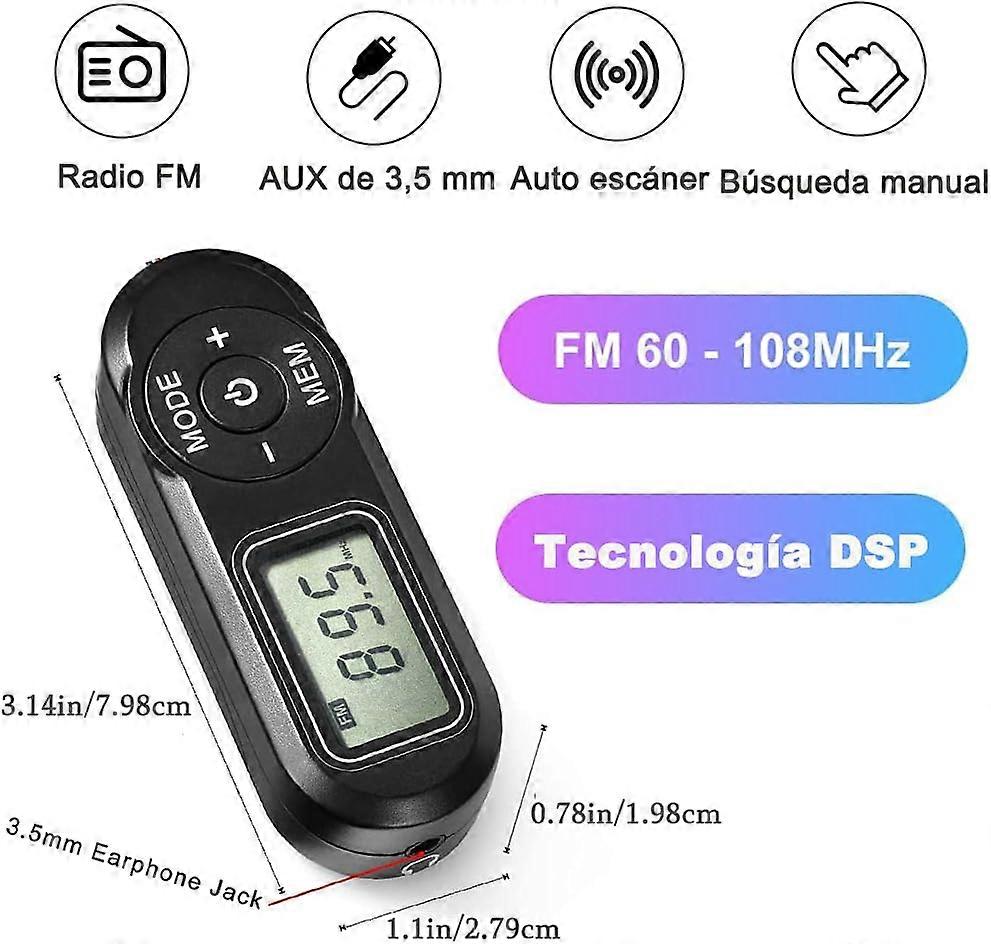 Personal Pocket Radio FM Portable Mini Receiver, with LCD Digital ...