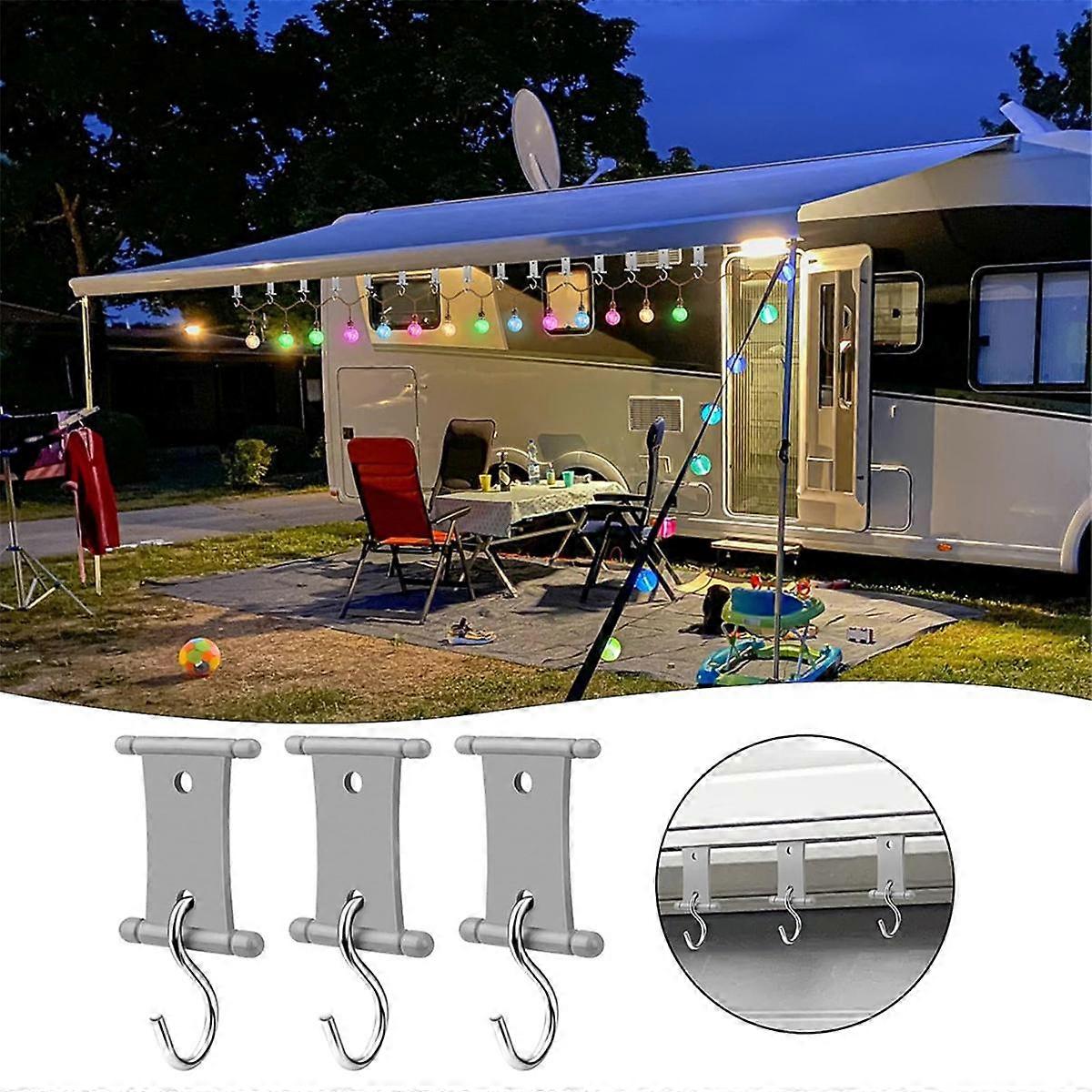 16 PCS RV Awning Light Clips Awning Hooks, Double Sided Campers Light ...