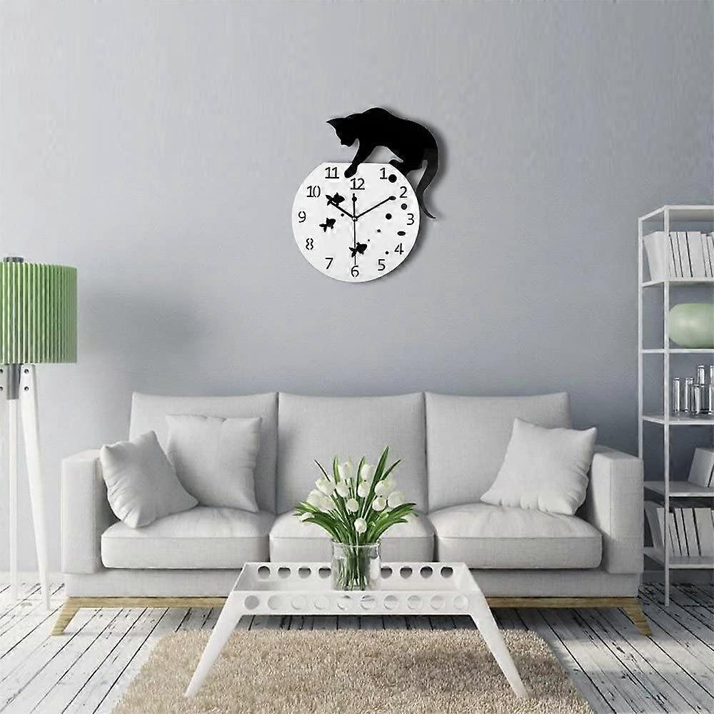 XIANRENG Fishbowl Cat Clock/Creative Wall Clocks/Home DIY Decoration ...